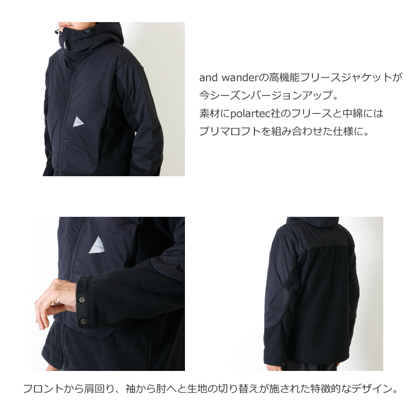 and wander (アンドワンダー) top fleece jacket for man / トップフリースジャケット メンズ